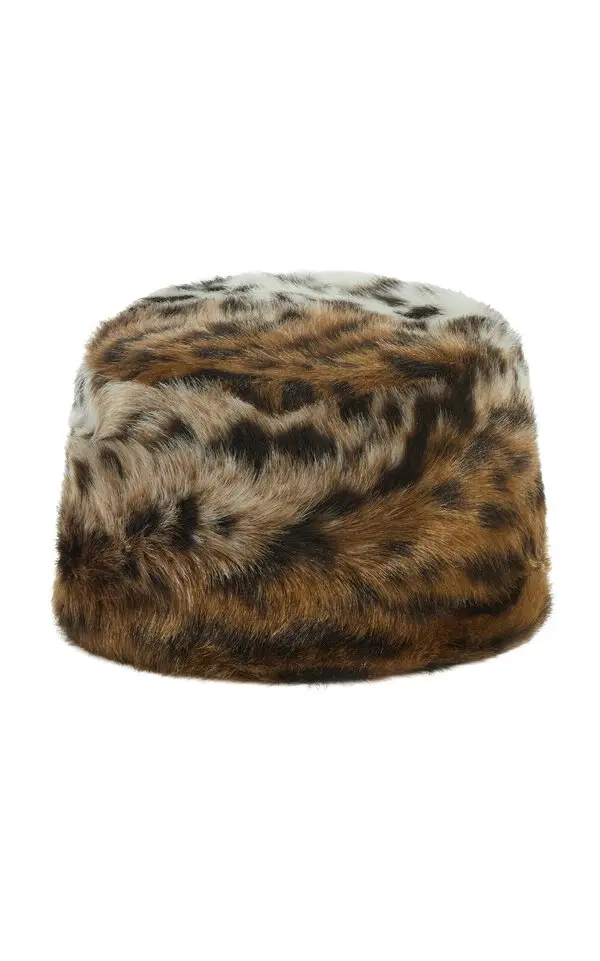 Apparis Margot Shaved Leopard Faux Fur Pillbox Hat