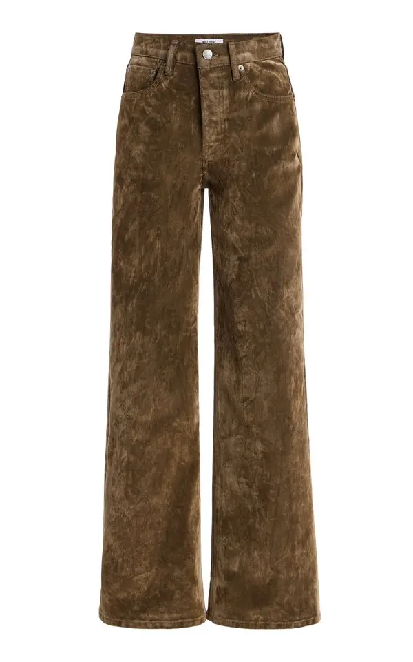 RE/DONE Flock Stretch High-rise Wide-leg Jeans - Brown