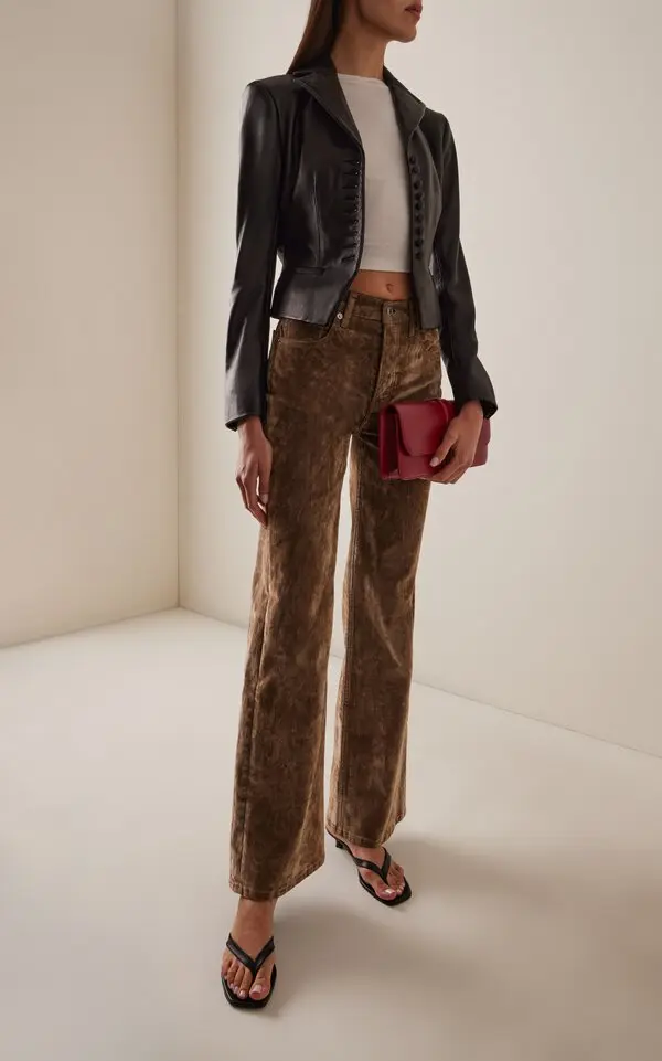 RE/DONE Flock Stretch High-rise Wide-leg Jeans