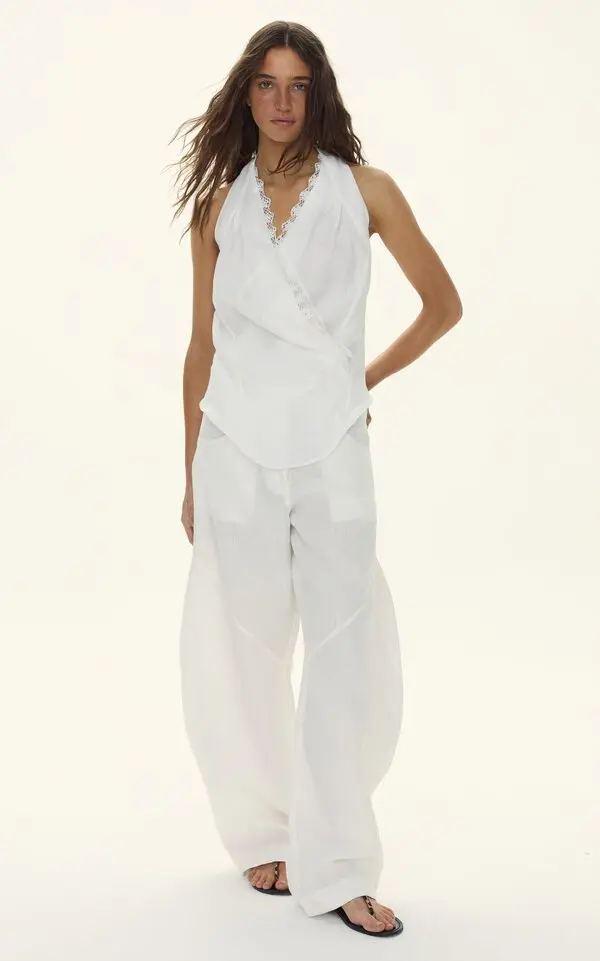 CURATORIA Niebla Linen-cotton Randa Top