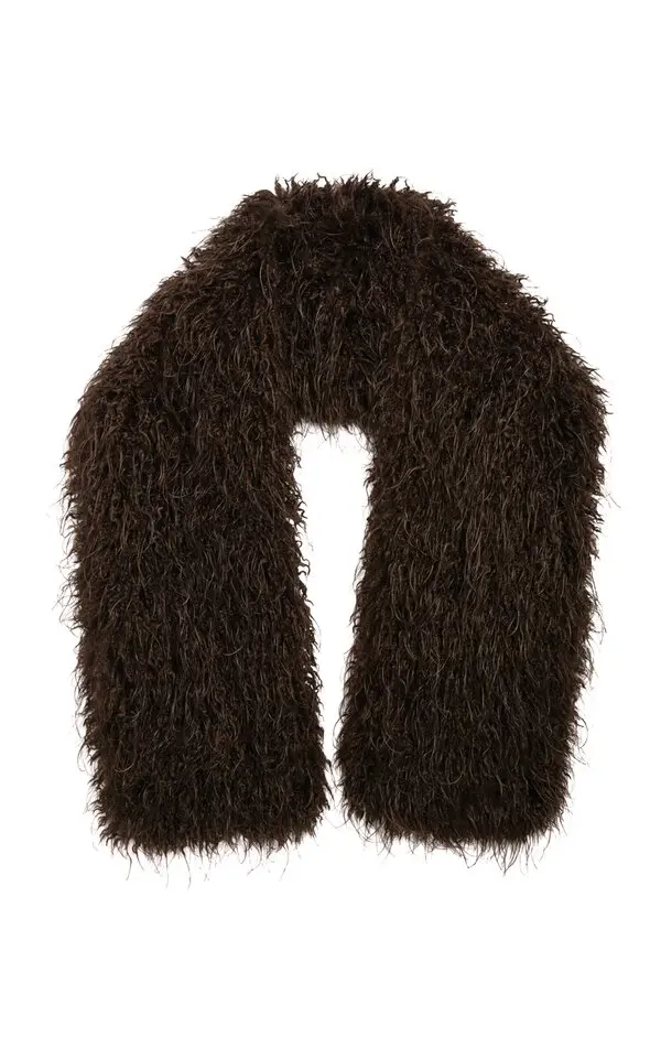 Apparis Dame Faux Mongolian Fur Shawl - Brown