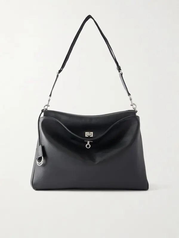 Balenciaga Rodeo Medium Leather Shoulder Bag - Black