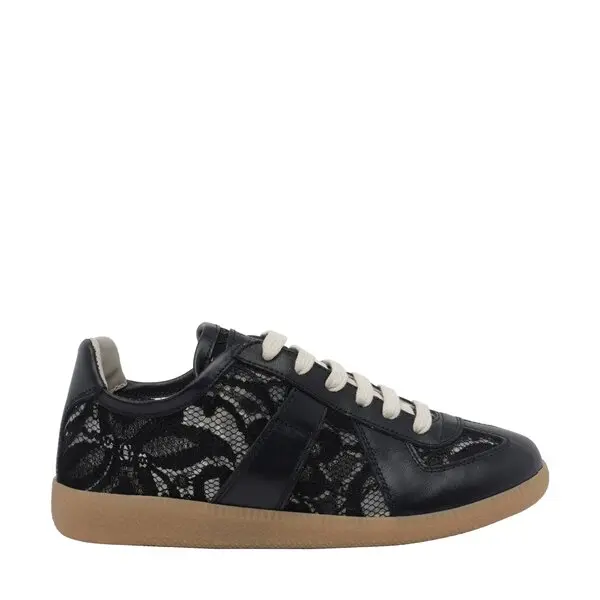 MAISON MARGIELA Replica Sneakers With Floral Lace Embroidery - Black
