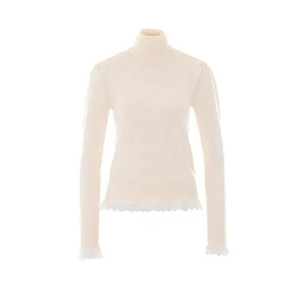 GANNI Sweater With Lace Detail - White