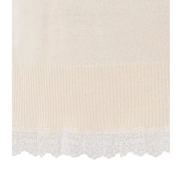 GANNI Sweater With Lace Detail - White