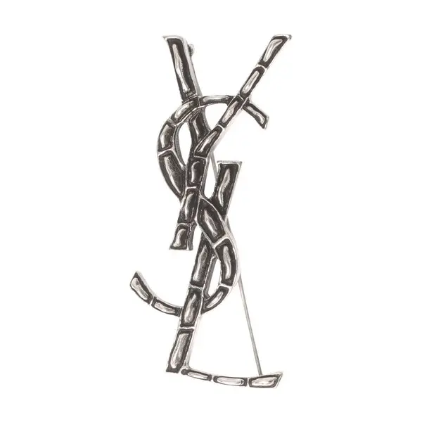 Saint Laurent Cassandre Crocodile Brooch - Silver