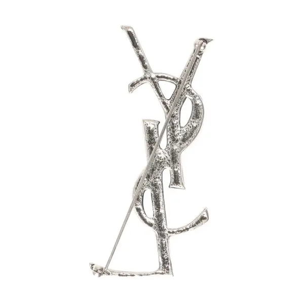 Saint Laurent Cassandre Crocodile Brooch - Silver
