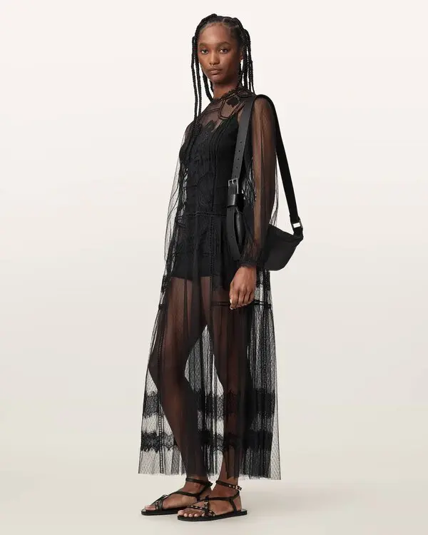 ALLSAINTS Cesca Mesh Midi Dress