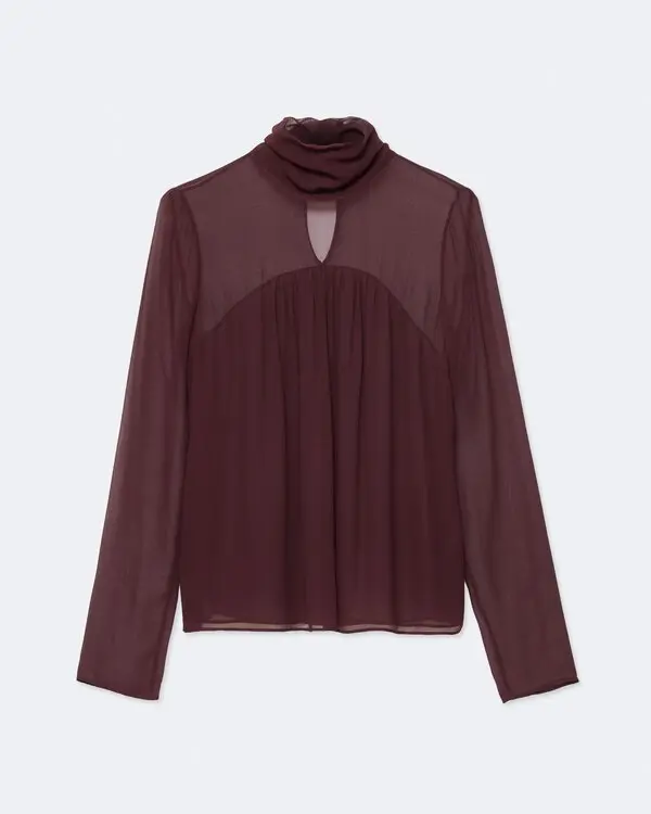 ALLSAINTS Nadia Sheer Silk Top - Red