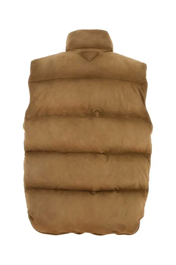Prada Biscuit Suede Sleeveless Down Jacket