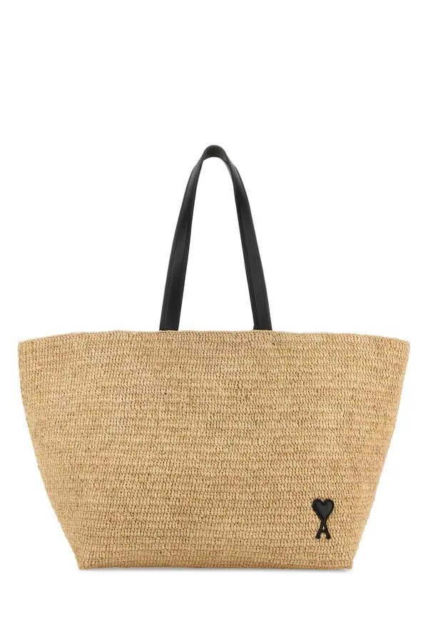 AMI Paris Raffia Shopping Bag - Brown