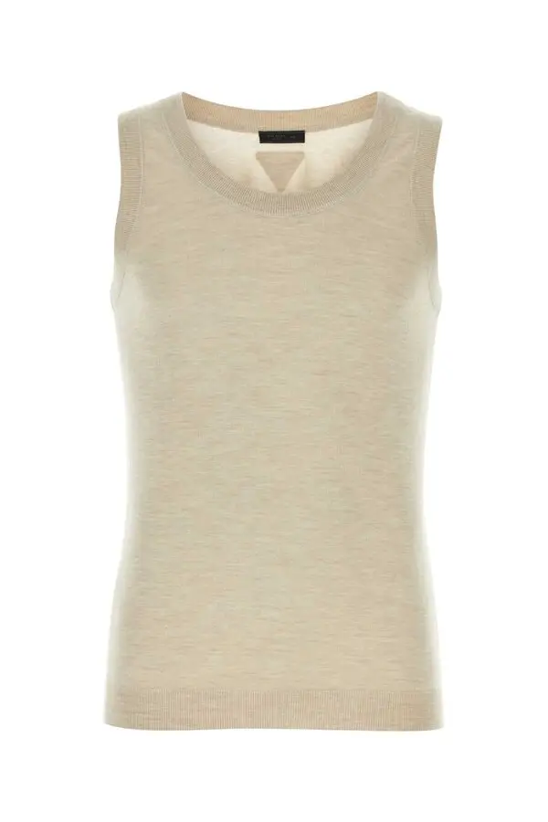 Prada Melange Sand Cashmere Tank Top