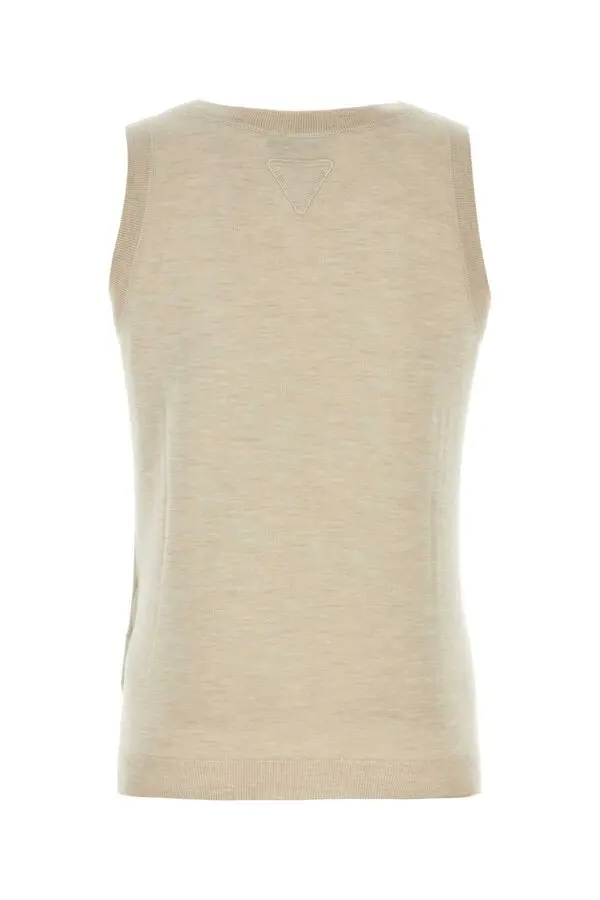 Prada Melange Sand Cashmere Tank Top - Brown