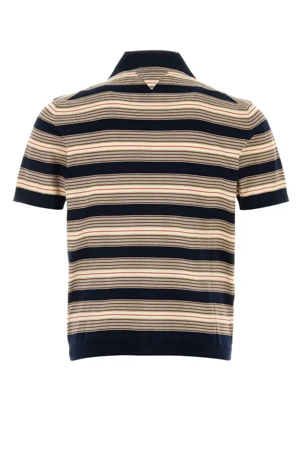 Prada Embroidered Stretch Cotton Blend Polo Shirt