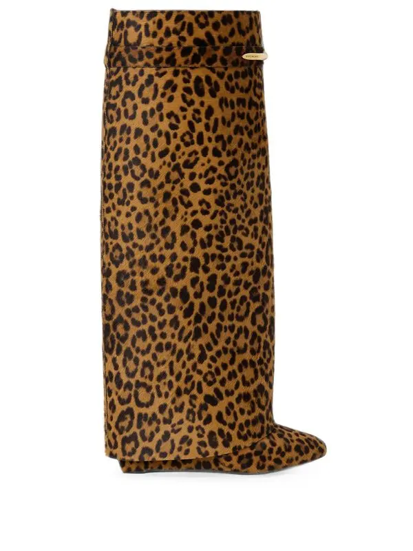 Givenchy Shark Pinch Boots In Leopard-print Pony Skin Leather