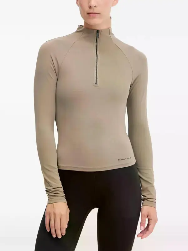 P.E Nation Routine Half-zip Mock-neck T-shirt - Brown
