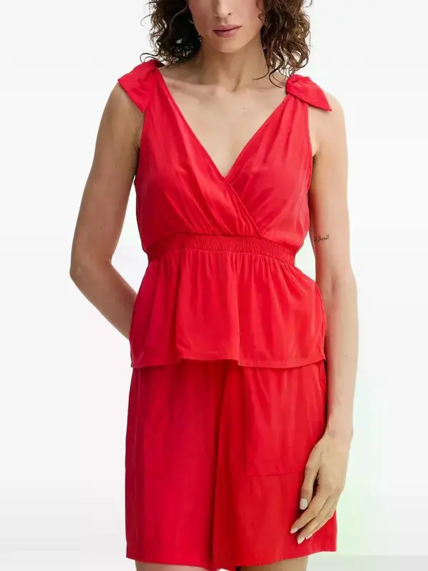 Liu Jo Bow-detail Peplum Blouse - Red
