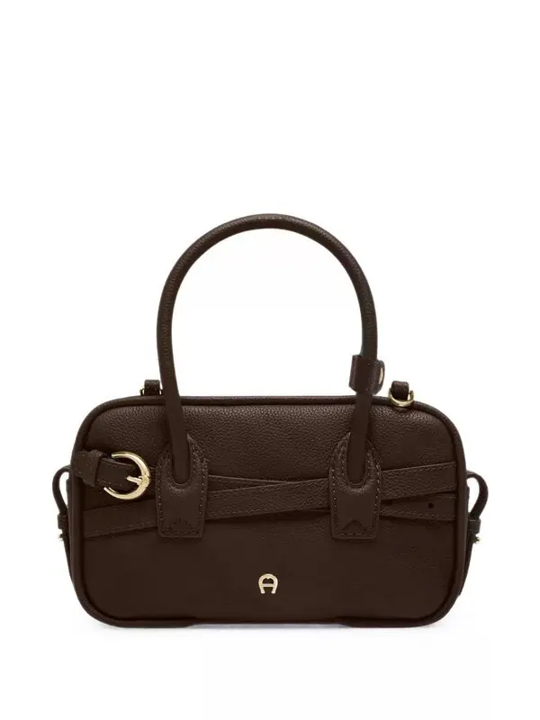 AIGNER Xs Whip Buckle-detail Grained-leather Shoulder Bag