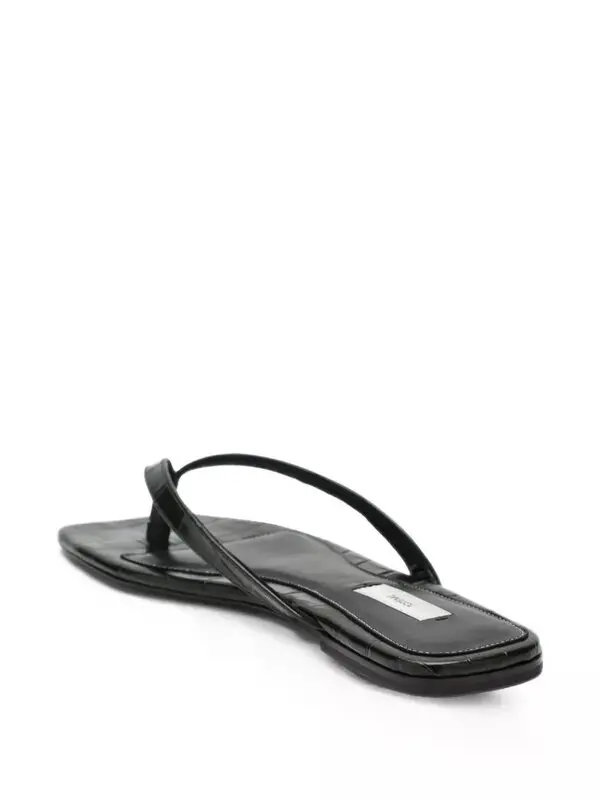TOTEME Croco-embossed Flip Flops Dark Green