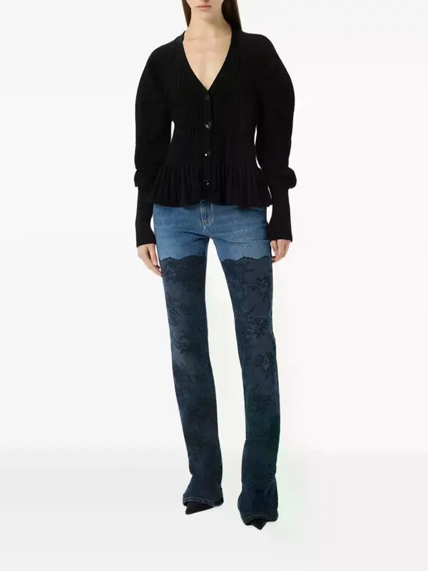Blumarine Flounced-detail V-neck Cardigan