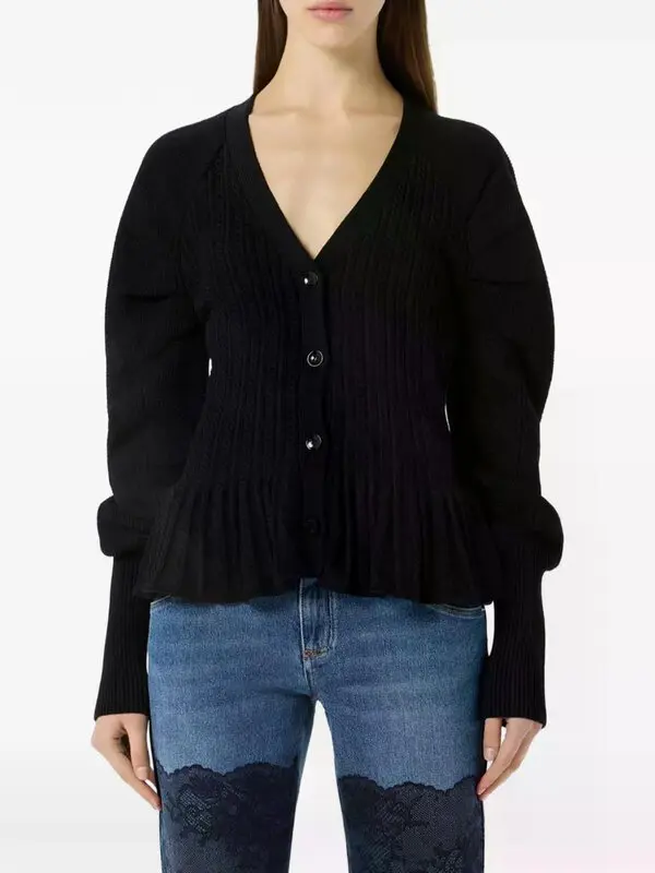 Blumarine Flounced-detail V-neck Cardigan