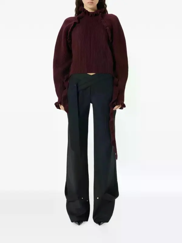 Blumarine Ruffle-trimmed Ribbed-knit Sweater