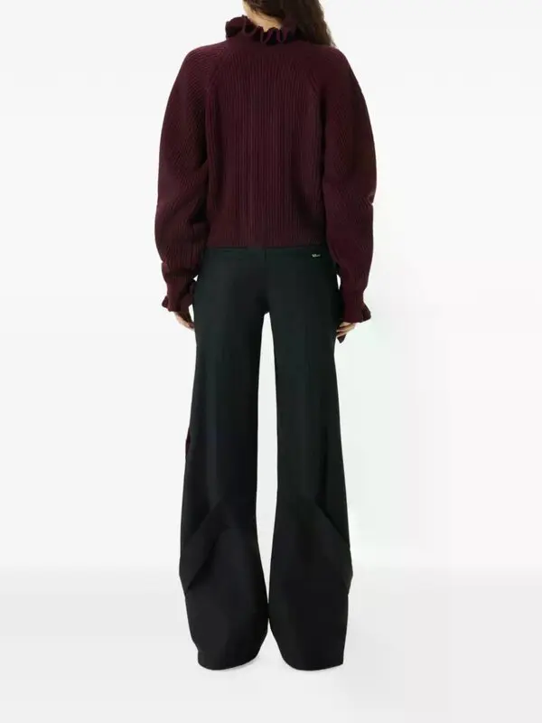Blumarine Ruffle-trimmed Ribbed-knit Sweater
