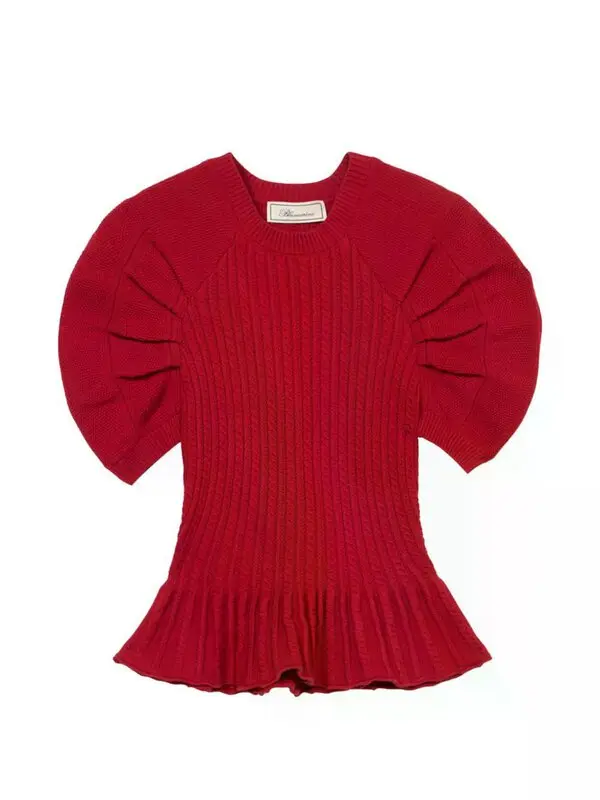 Blumarine Rib-knit Short-sleeve Sweater