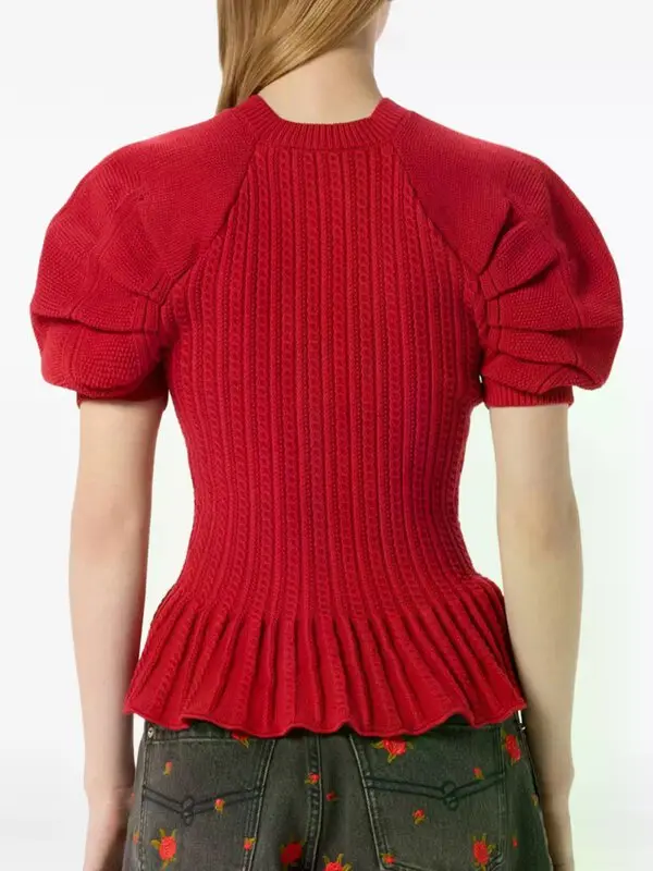 Blumarine Rib-knit Short-sleeve Sweater