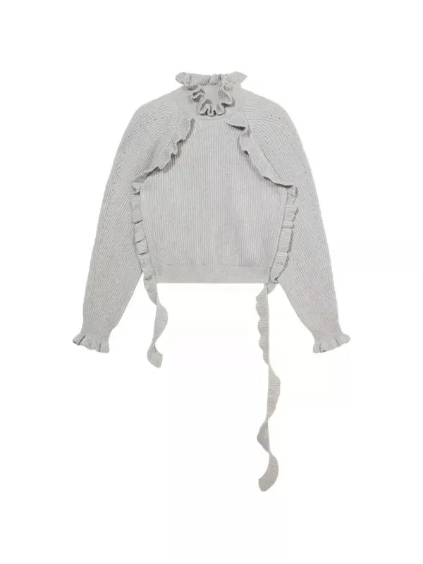 Blumarine Ruched-detail Wool Sweater - Grey