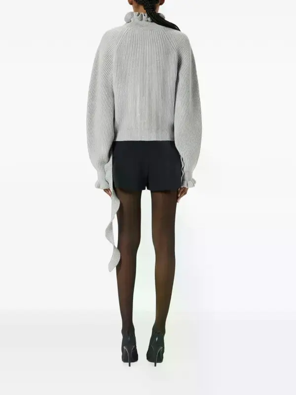 Blumarine Ruched-detail Wool Sweater - Grey