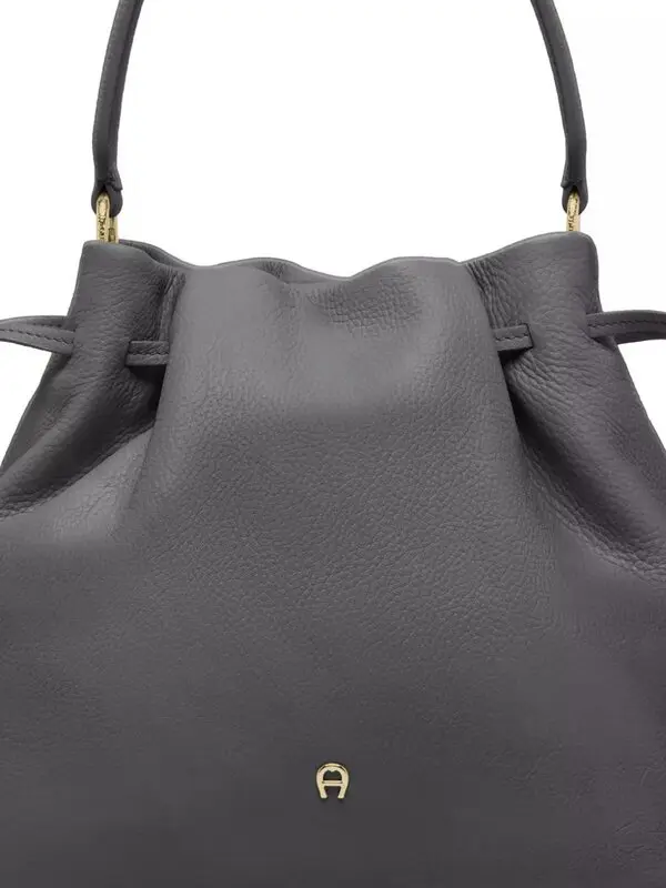 AIGNER Medium Paola Drawstring Grained-leather Bucket Bag
