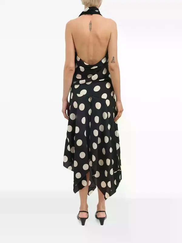 Junya Watanabe Polka-dot Lace-insert Dress - Black