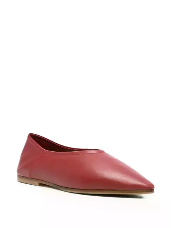 BABÚ MILANO Lipstick Pointed-toe Leather Ballet Flats