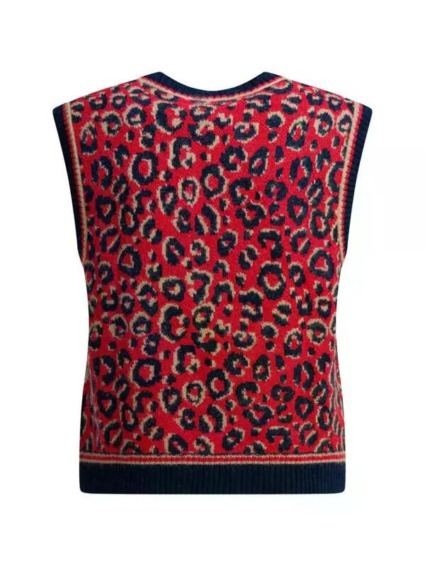 Adidas X Wales Bonner Boleopard-print V-neck Sweater