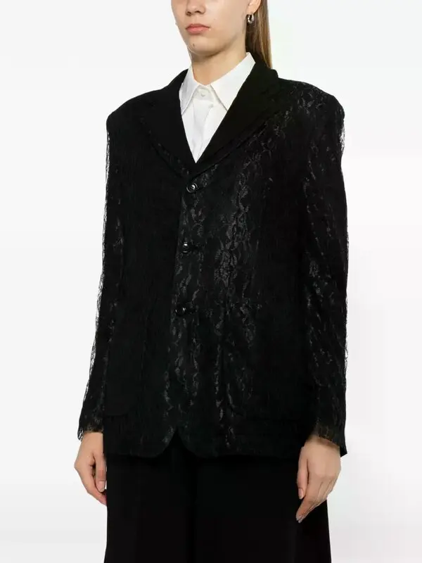 Comme Des Garçons Lace-overlay Notched-lapels Blazer