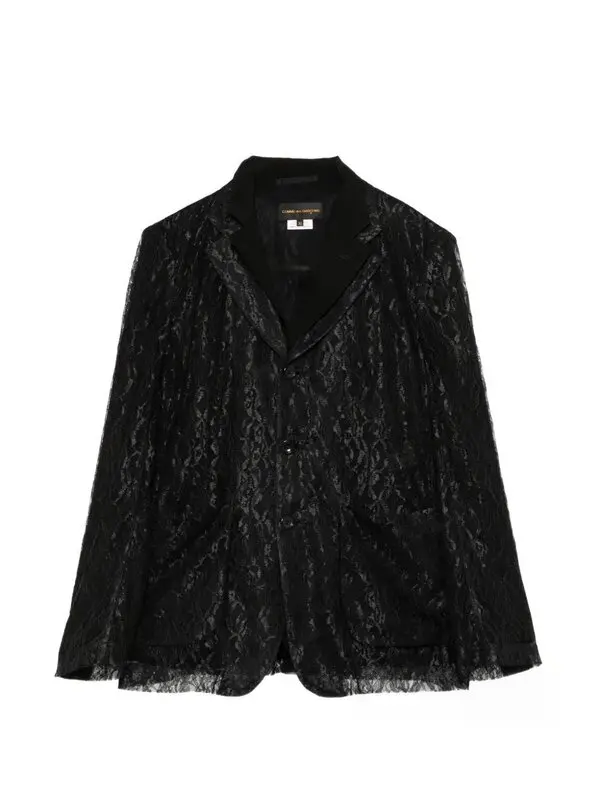 Comme Des Garçons Lace-overlay Notched-lapels Blazer