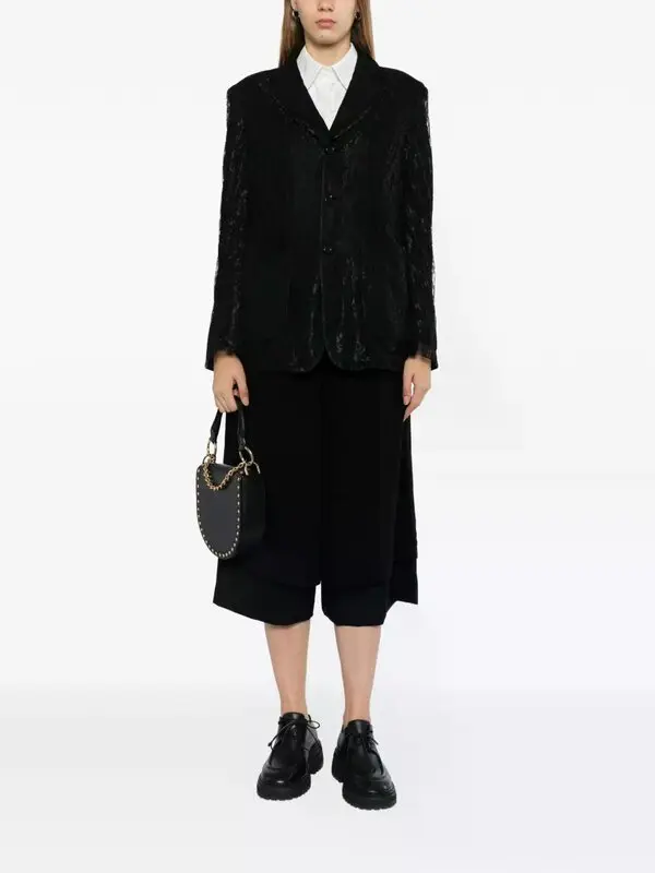Comme Des Garçons Lace-overlay Notched-lapels Blazer