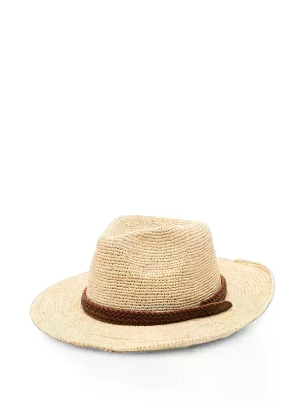 Dragon Diffusion Braided-trim Raffia Hat - Neutrals