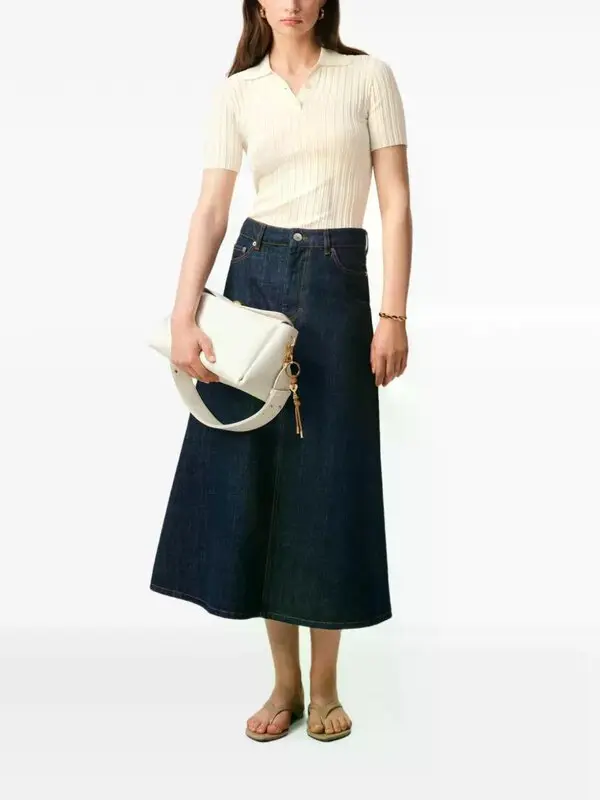 AMI Paris Ribbed-knit Polo Shirt - Neutrals