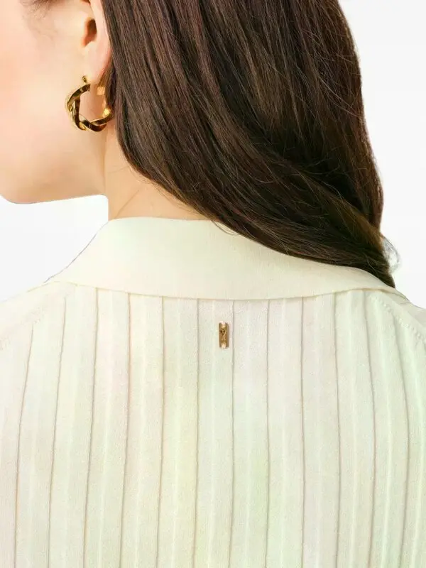 AMI Paris Ribbed-knit Polo Shirt - Neutrals