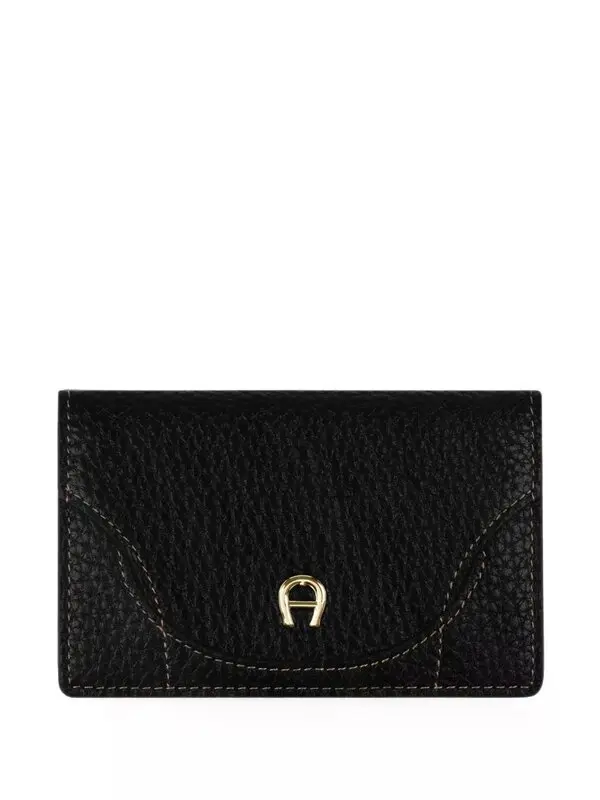 AIGNER Hazel Logo-plaque Pebbled Wallet - Black