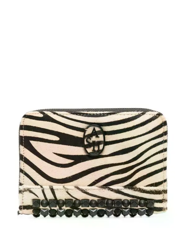 Ash Zebra-print Studded Wallet - Neutrals
