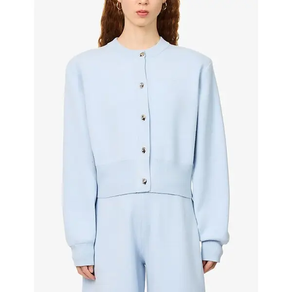 THE COUTURE CLUB Compact Sculptural-button Knitted Cardigan