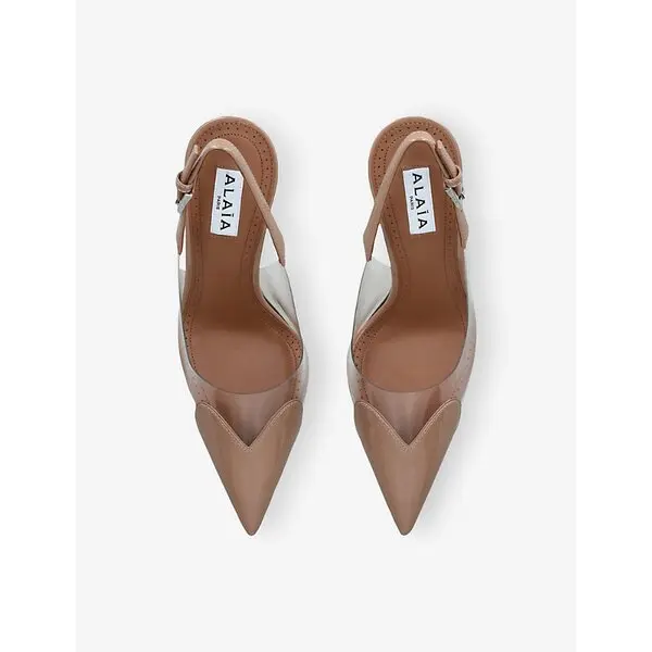 AZZEDINE ALAIA Coeur 90 Patent-leather Heeled Slingbacks