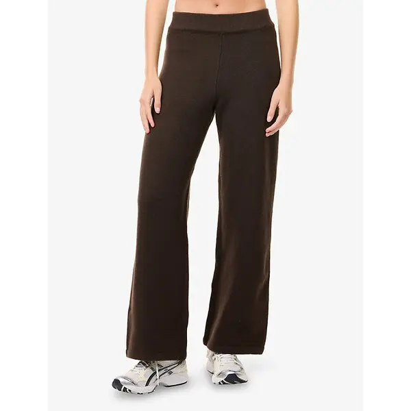 ADANOLA Logo-embroidered Wide-leg Knitted Jogging Bottoms - Coffee Bean