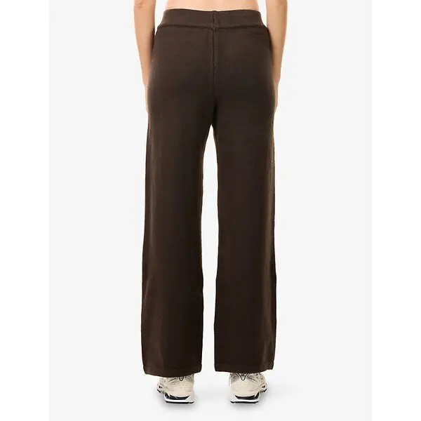 ADANOLA Logo-embroidered Wide-leg Knitted Jogging Bottoms - Coffee Bean