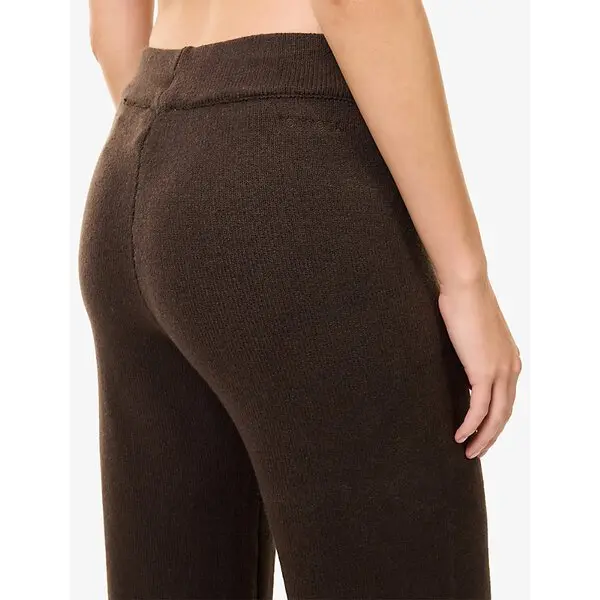 ADANOLA Logo-embroidered Wide-leg Knitted Jogging Bottoms - Coffee Bean