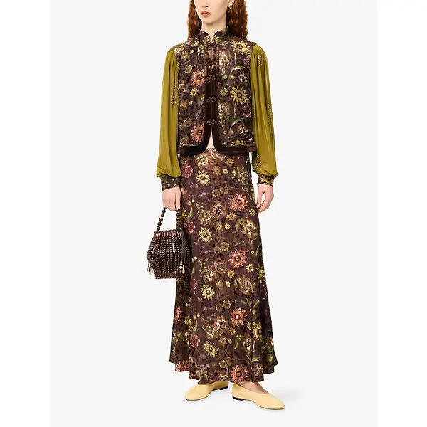 SIEDRES Gilie Floral-pattern Velvet Top
