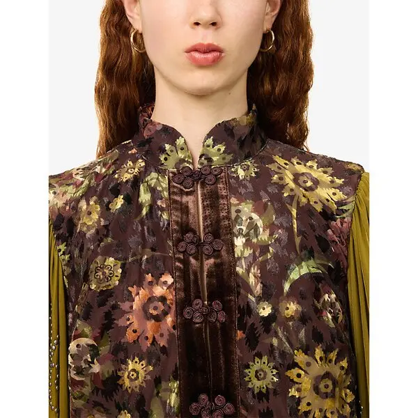 SIEDRES Gilie Floral-pattern Velvet Top